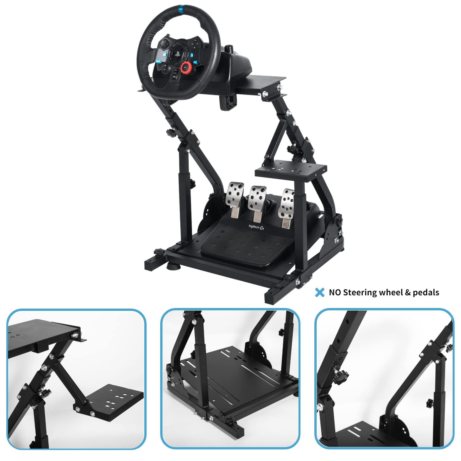 Anman G25 Racing Simulator Cockpit Stand Fit for Logitech PRO G27 G29 G920,Fanatec,Thrustmaster T500RS T300RS Adjustable Foldable Height Gaming Steering Wheel Shifter Mount NO Steering wheel and pedal