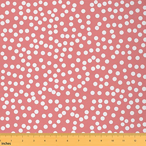 Girl Dots Upholstery Fabric by The Yard Modern Geometric Dots Fabric by The Yard Polka Dots Decorative Fabric for Quilting Sewing Farmhouse Watercolor Indoor Outdoor Fabric, 1 Yard, Pink White