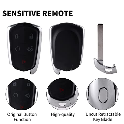 Keyless Remote Car Start 5B Raryloy Smart Key Fob for Cadillac XTS 2016-2019 ; CT6 2016-2020 ; ATS/CTS 2017-2019;XT5 2017-2020 ; XT4 2019-2020 FCCID: HYQ2EB 433.92Mhz