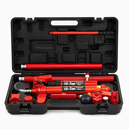 EDLOONG 10 Ton Porta Power Hydraulic Jack, Upgraded Hydraulic Combined Multifunctional Jack for car Repairs,Auto Body Frame Repair Kit (10 Ton)