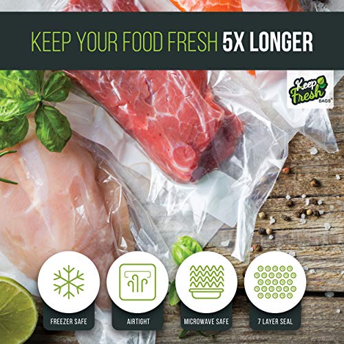 Keep Fresh Bags Vacuum Sealer Storage Bags (15β x 18β, 100 Count), 3.5mil Large Food Size Bags for Freezer, Sous Vide, or Bulk Storing, SF1518
