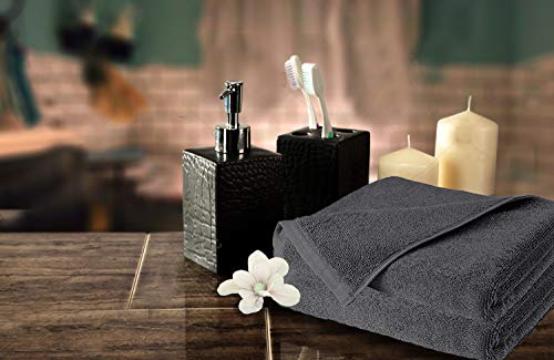 GLAMBURG 100% Cotton 6 Pack Bath Towel Set, Ultra Soft Bath Towels 22x44, Towels for Gym Yoga Pool Spa, Quick Drying & Highly Absorbent - Charcoal Grey