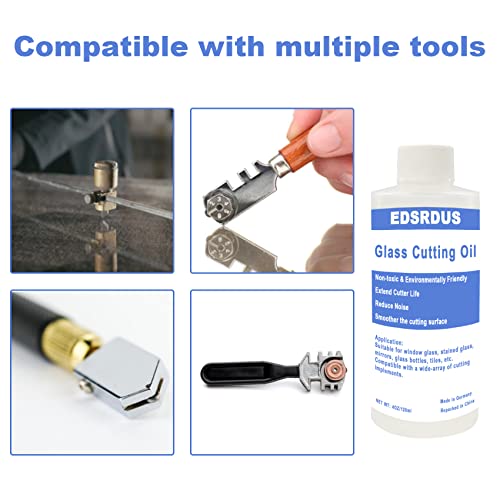 EDSRDUS Glass Cutting Oil for Cutting Glass, Stained Glass, Glass Bottles with Precision top Suitable for All Glass Cutting Tools 4OZ