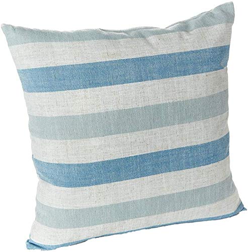 Klear Vu Liza Coastal Linen Decorative Throw Pillow, 18" x 18", Set of 2, 2 Count (Pack of 1), Stripe Blue