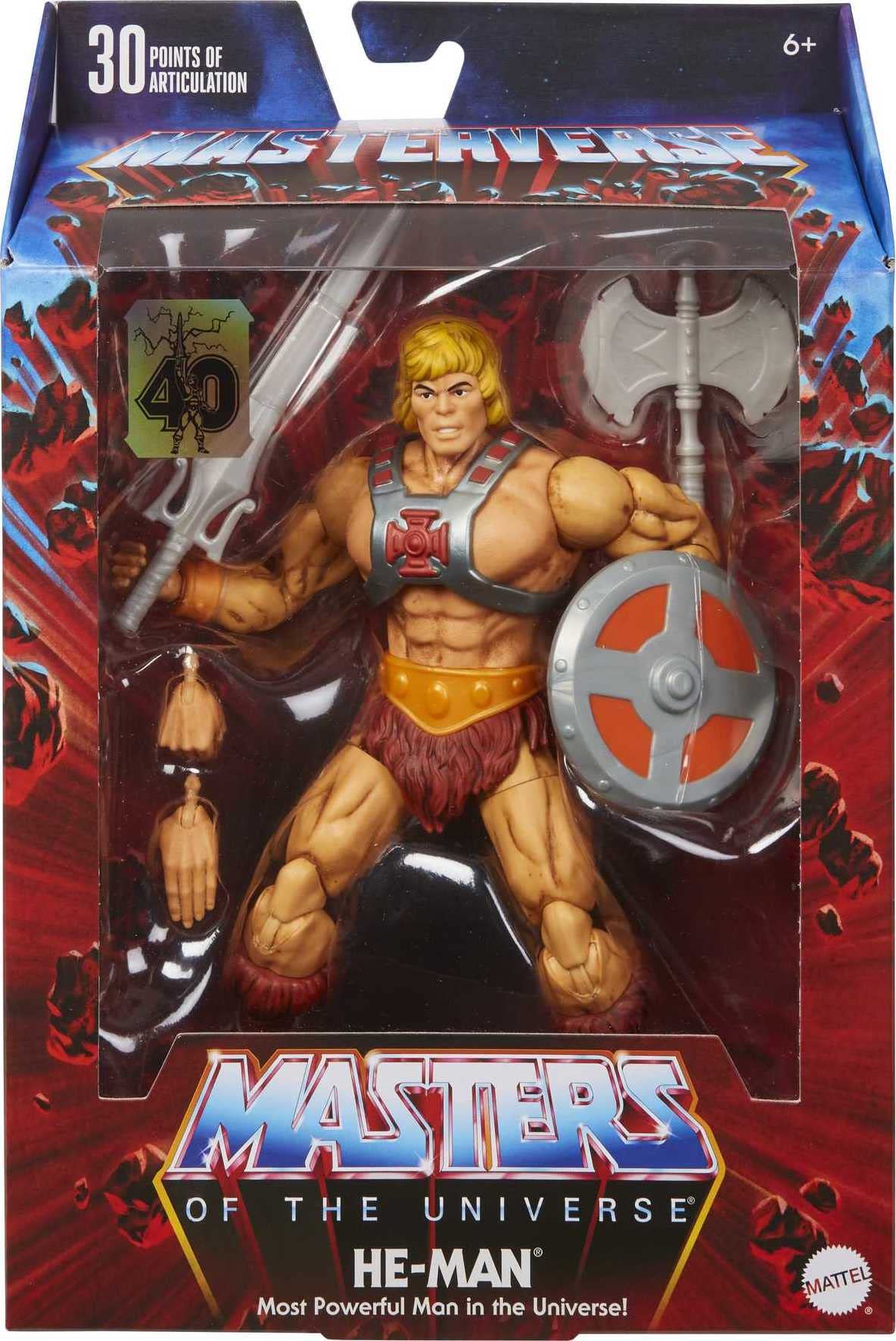 Masters of the Universe Masterverse He-Man Action Figure, 40th Anniversary Figure with Accessories, Motu Character Toy Collectible 