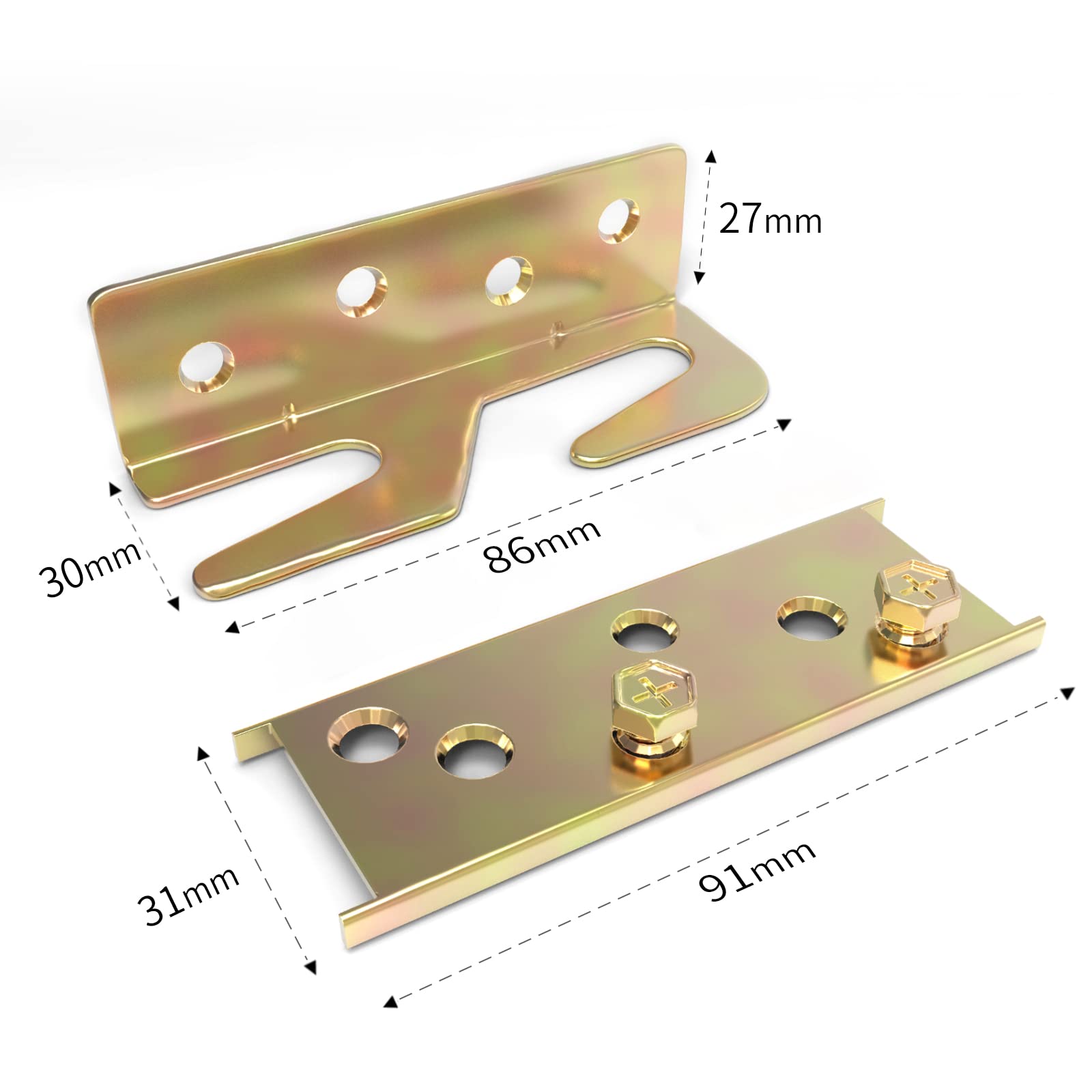 Bed Rail Brackets 4PCS Bed Frame Brackets for Rails Heavy Duty Non Bed Frame Hardware Kit for Wood Bed Connectors Hold Plates for Headboards Footboards