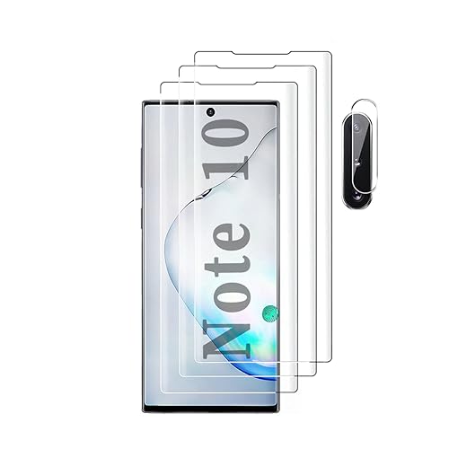 BANDQ 3 Pack for Samsung Galaxy Note 10 Screen Protector, 1 Pack Camera Lens Protector,3D Glass 9H Scratch-Resistant HD Clear Tempered Glass Screen Protector for Galaxy Note 10 Screen Protector
