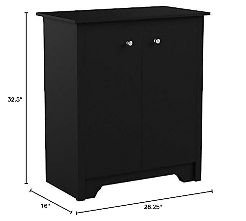 South Shore Small 2-Door Storage Cabinet with Adjustable Shelf, Pure Black