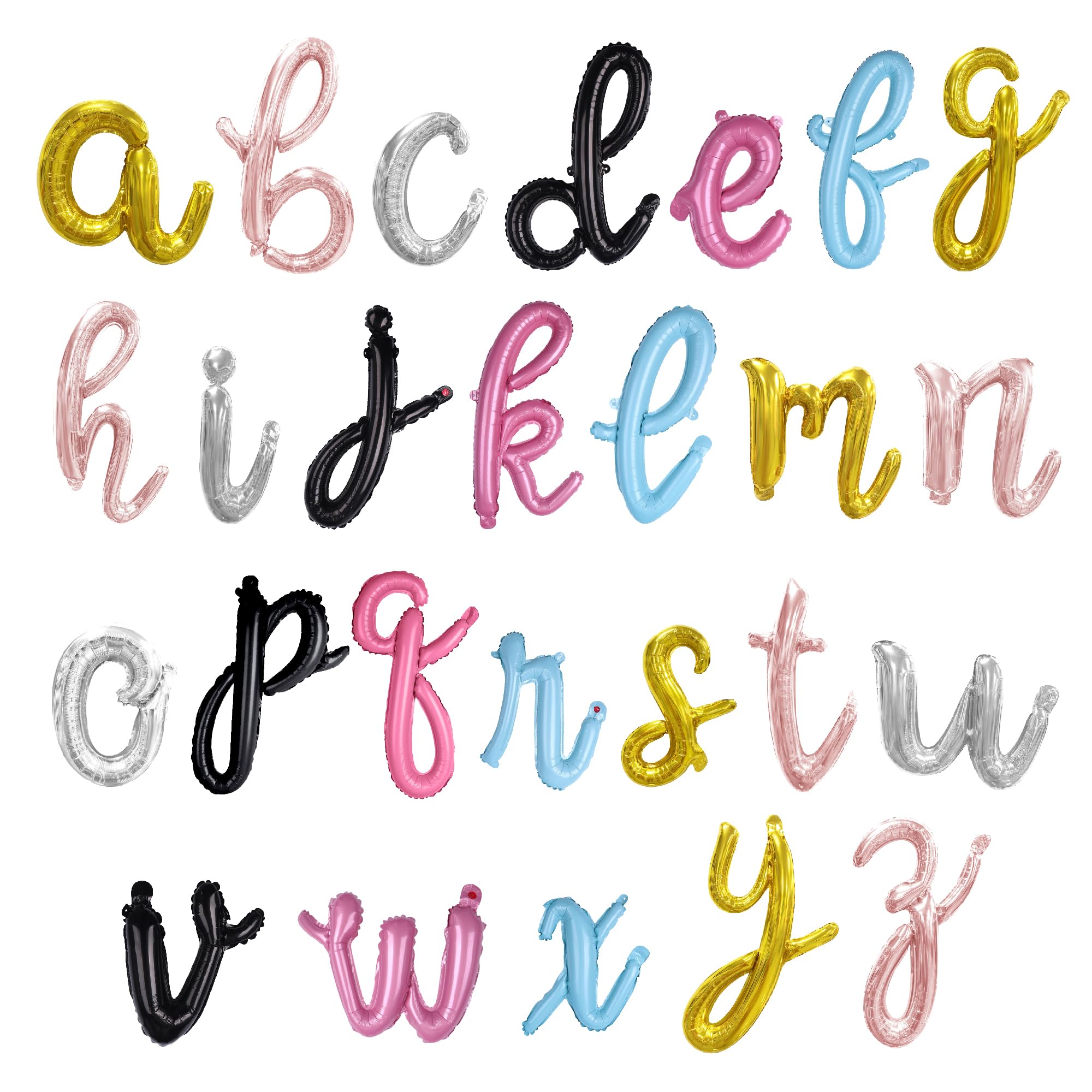 Balloon Vibe Custom Letter Balloons 16 Inch – Cursive Foil Balloon Letters Alphabets & Numbers Personalized Balloons – Create Mylar Balloon Banner for Birthday, Anniversary, or Any Other Occasion