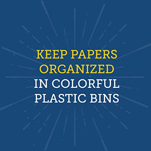 Really Good Stuff Plastic Desktop Paper Storage Baskets for Classroom or Home Use β 14βx10β Plastic Mesh Baskets Keep Papers Crease-Free and Secure β Blue Baskets With White Handles (Set of 12)