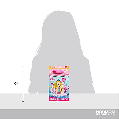 Horizon Group USA Love, Diana Water Reveal Pad, Love Diana Art Set, Less Mess Watercolor Kit, Includes 8 Page Activity Book, Refillable Water Pen, Water Reveal Activities & More, Great for Kids 3+