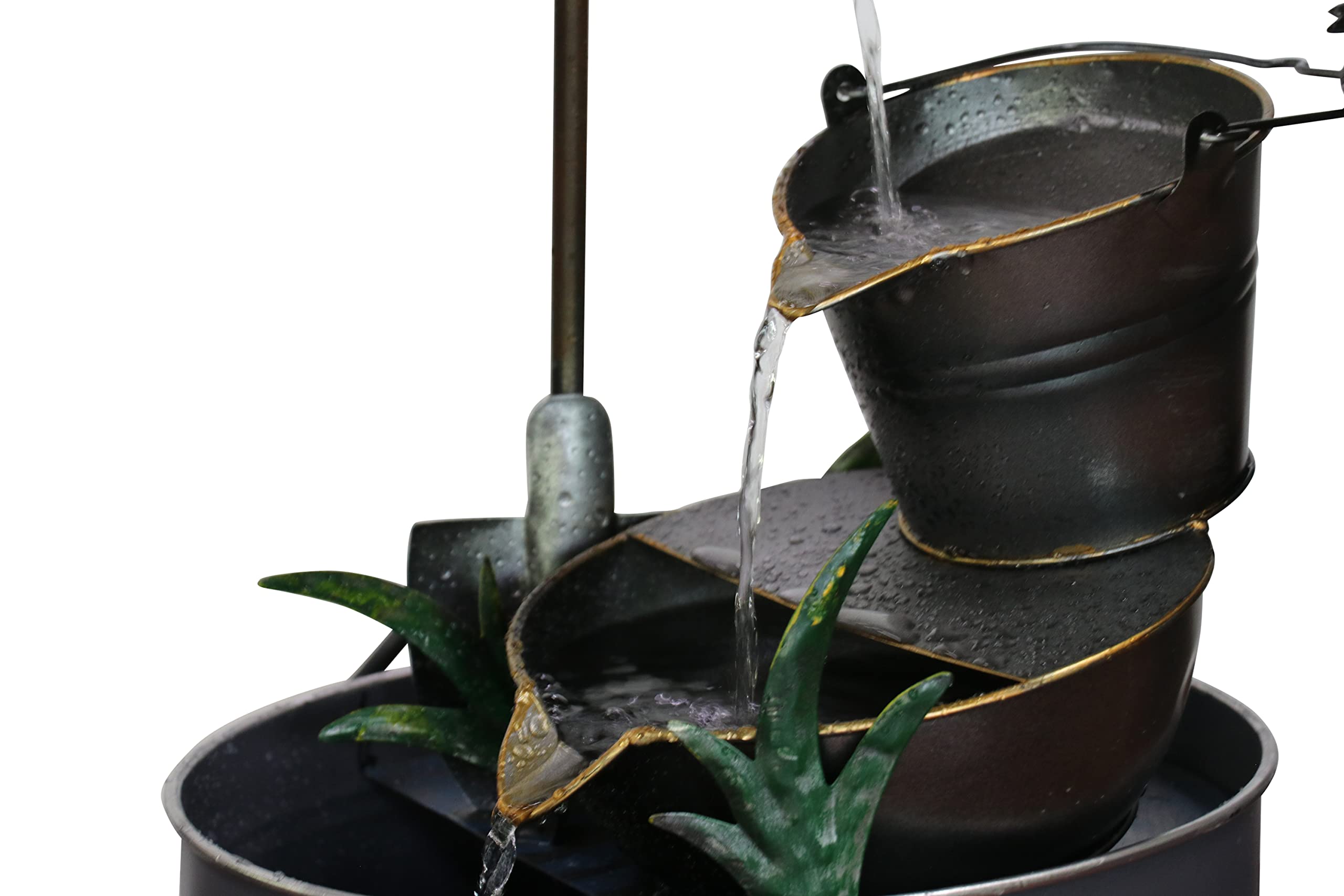 HOSERIMO 27.6" Tall Outdoor Floor Water Fountain 3-Tier Pump Fountain with Hummingbird Bath Statue for Decor Home Garden Patio Backyard Lawn, Rustic