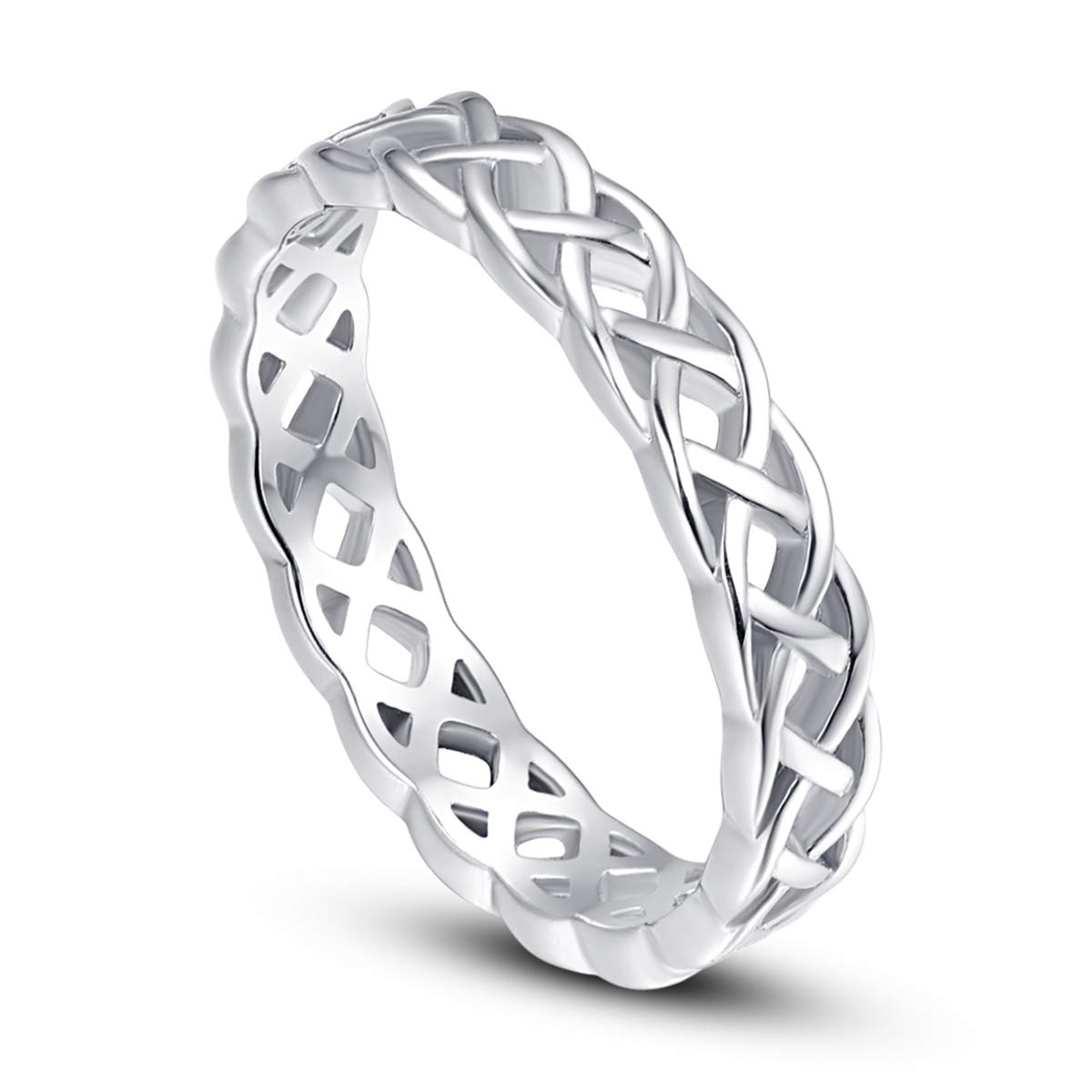 AVECON 4mm 925 Sterling Silver Cletic Knot Rings Simple Rings Statement Ring for Women Size 8