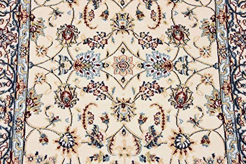 Unique Loom Narenj Collection Area Rug - Leeds (3' x 13' 1" Runner, Ivory/ Blue)