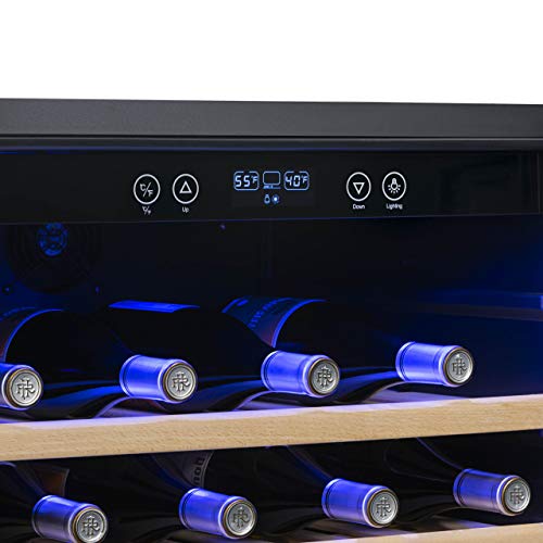 NewAir 24" Built-In 52 Bottle Compressor Wine Fridge in Stainless Steel with Precision Digital Thermostat and Premium Beech Wood Shelves