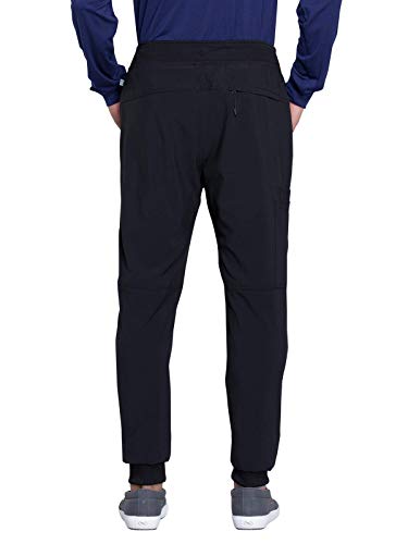 Jogger Scrubs for Men – 4-Way Stretch with Drawstring Elastic Waist, Cargo Pockets, Superior Performance & Comfort CK004A, M, Black