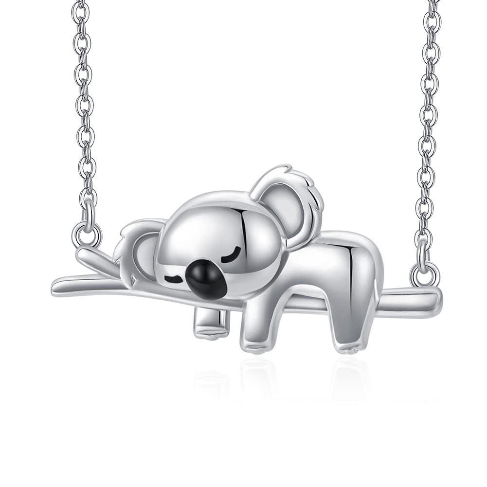 JUSTKIDSTOY Koala Necklace 925 Sterling Silver Cute Animal Koala Bear Jewelry Koala Gifts for Women Animal Lovers