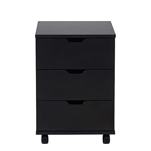 VICLLAX 3 Drawer Dresser Mobile Cabinet Under Desk Storage for Home Office, Fully Assembled Except Casters, Black Finish