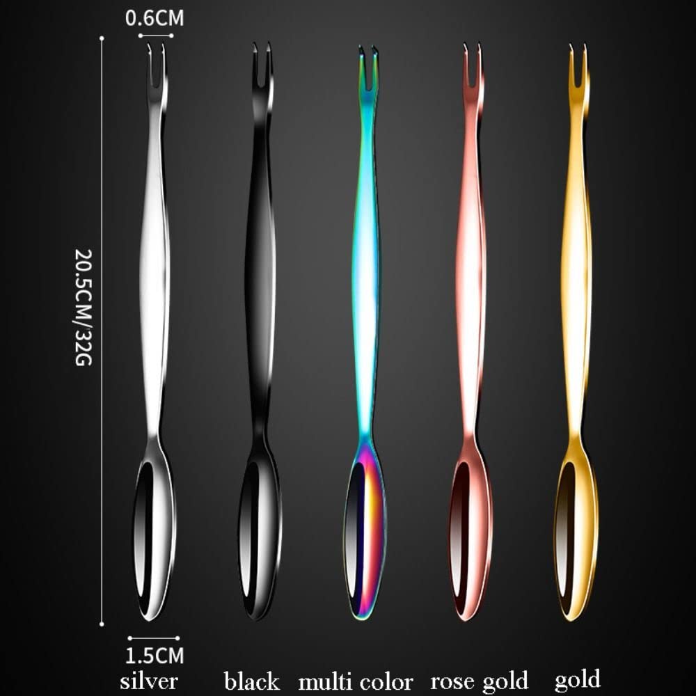 Crab Fork 1PC Stainless Steel Seafood Tools Double Headed Crab Picking Tools Lobster Spoons Shellfish Pick for Home Kitchen Restaurant(Black)
