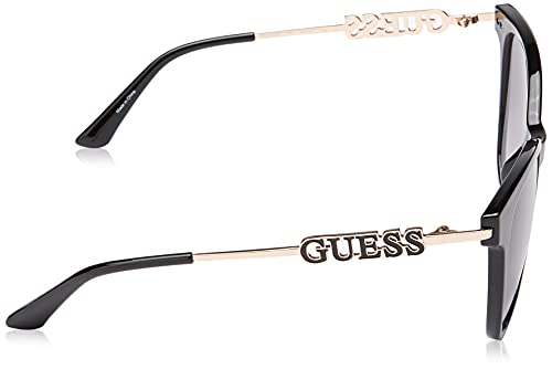 GUESS Women's Metal Logo Square Sunglasses, Shiny Black, 56mm