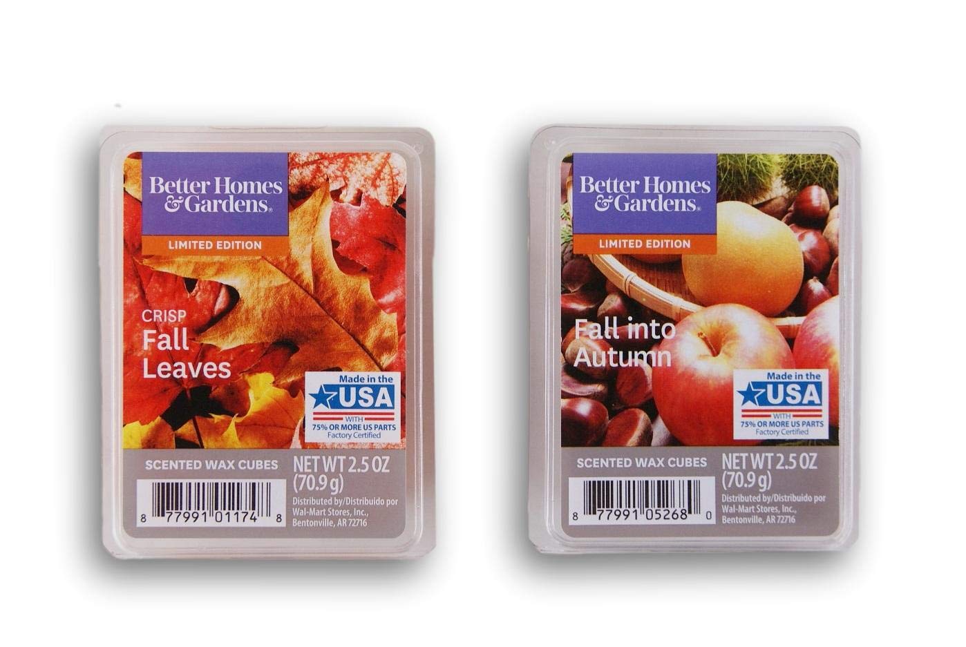 Better Homes and Gardens Scented Wax Cubes Bundle - Crisp Fall Leaves and Fall Into Autumn