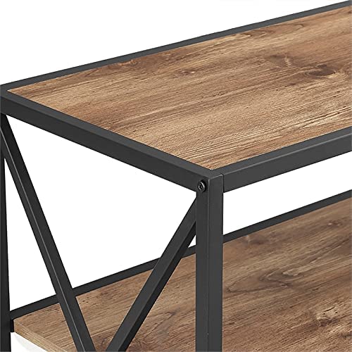 Walker Edison 2 Tier Open Shelf Industrial Wood Metal Bookcase Tall Bookshelf Home Office Storage, 40 Inch, Barnwood