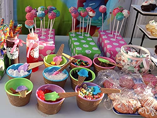 Lawei 24 Pack Ice Cream Cups with Spoons - Reusable Plastic ice cream bowls Sundae Frozen Yogurt