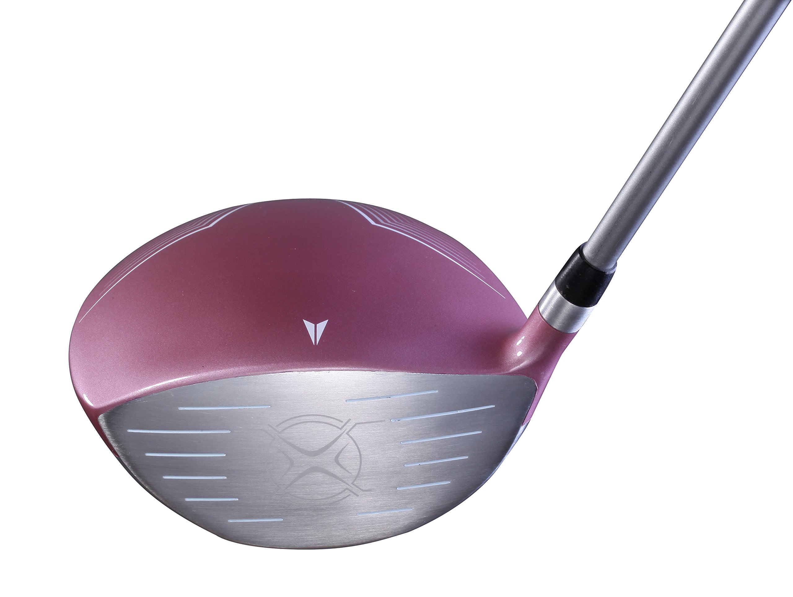 Aspire XD1 Ladies Womens Complete Golf Clubs Set Includes Titanium Driver, S.S. Fairway, Hybrid, 6-PW Irons, Putter, Bag, 3 H/C's Pink Petite Size