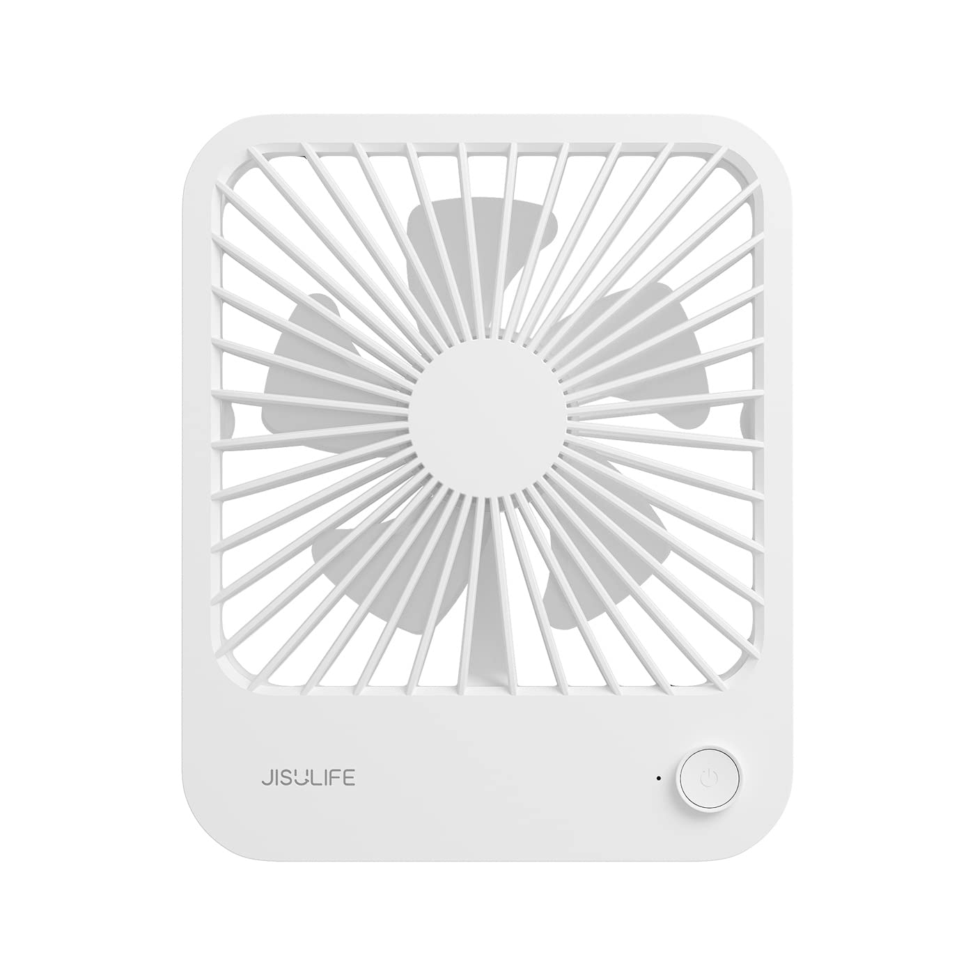 JISULIFE Desk Fan Small Table Fan Battery Rechargable 180 Degree Desktop Fan for Office Bedroom Indoor Outdoor-White