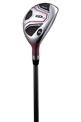 Aspire XD1 Ladies Womens Complete Right Handed Golf Clubs Set Includes Titanium Driver, S.S. Fairway, S.S. Hybrid, S.S. 6-PW Irons, Putter, Stand Bag, 3 H/C's Pink (Cherry Right Petite Size -1")