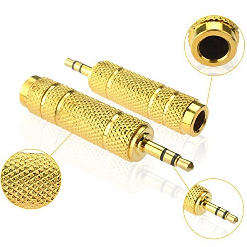 iMBAPrice Premium Adapter Stereo Gold Plug 3.5mm M to 1/4" F Adapter Metal - 3.5mm Stereo Plug to 6.35mm (1/4 Inch) Stereo Jack Adaptor - Gold Plated