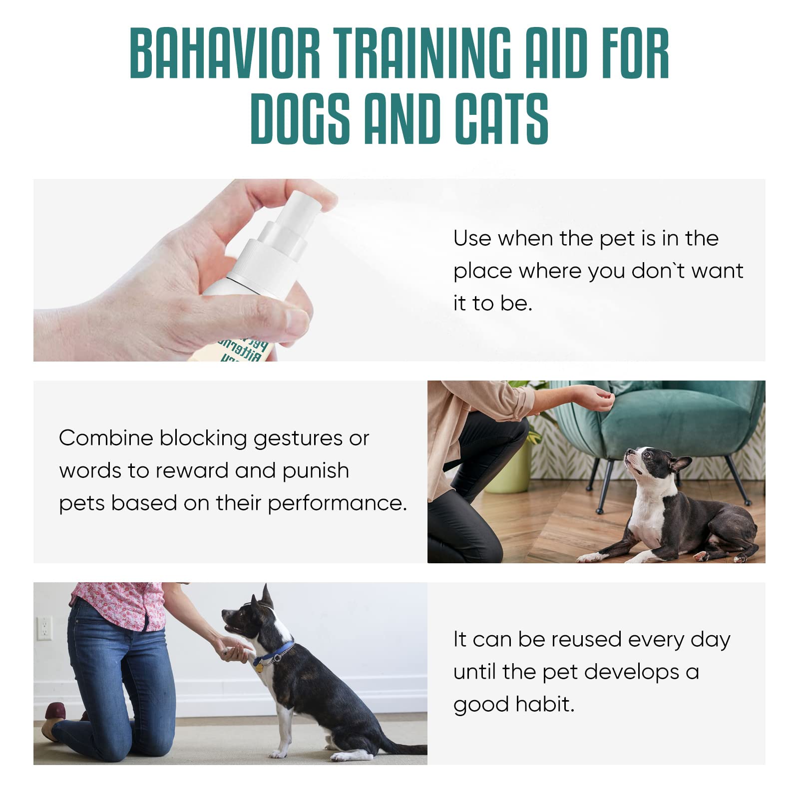 Bitter Spray for Dogs to Stop Chewing, Cat Deterrent Spray, Training Corrector for Puppies,Dogs and Cats, Natural Based and Safe for Pets