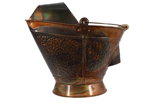 Coal Hod Bucket - Distressed Brass - Decorative Appeal - for Fireplace & Pellet Stove Ashes - Easy Hopper Filling - Lightweight