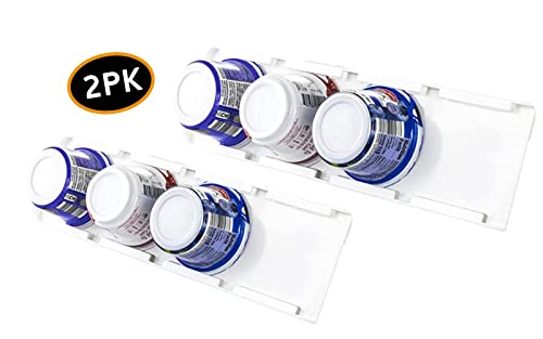 Storage Theory Yogurt Fridge Organizer - Holds up to 4 Wide-Mouth Vegan and Greek Yogurt Cups Each - Peel and Stick Slider Shelf for Small Refrigerator Spaces - 2 pc