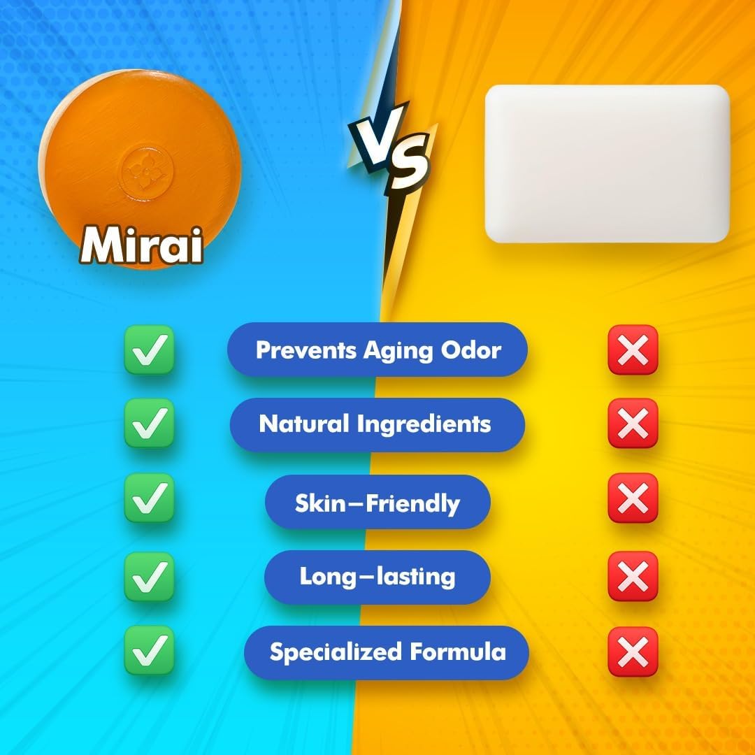 Mirai Clinical Persimmon Soap Bar for Body 100g - Helps Eliminate Nonenal - Japanese Natural Body Odor Soap for Men & Women