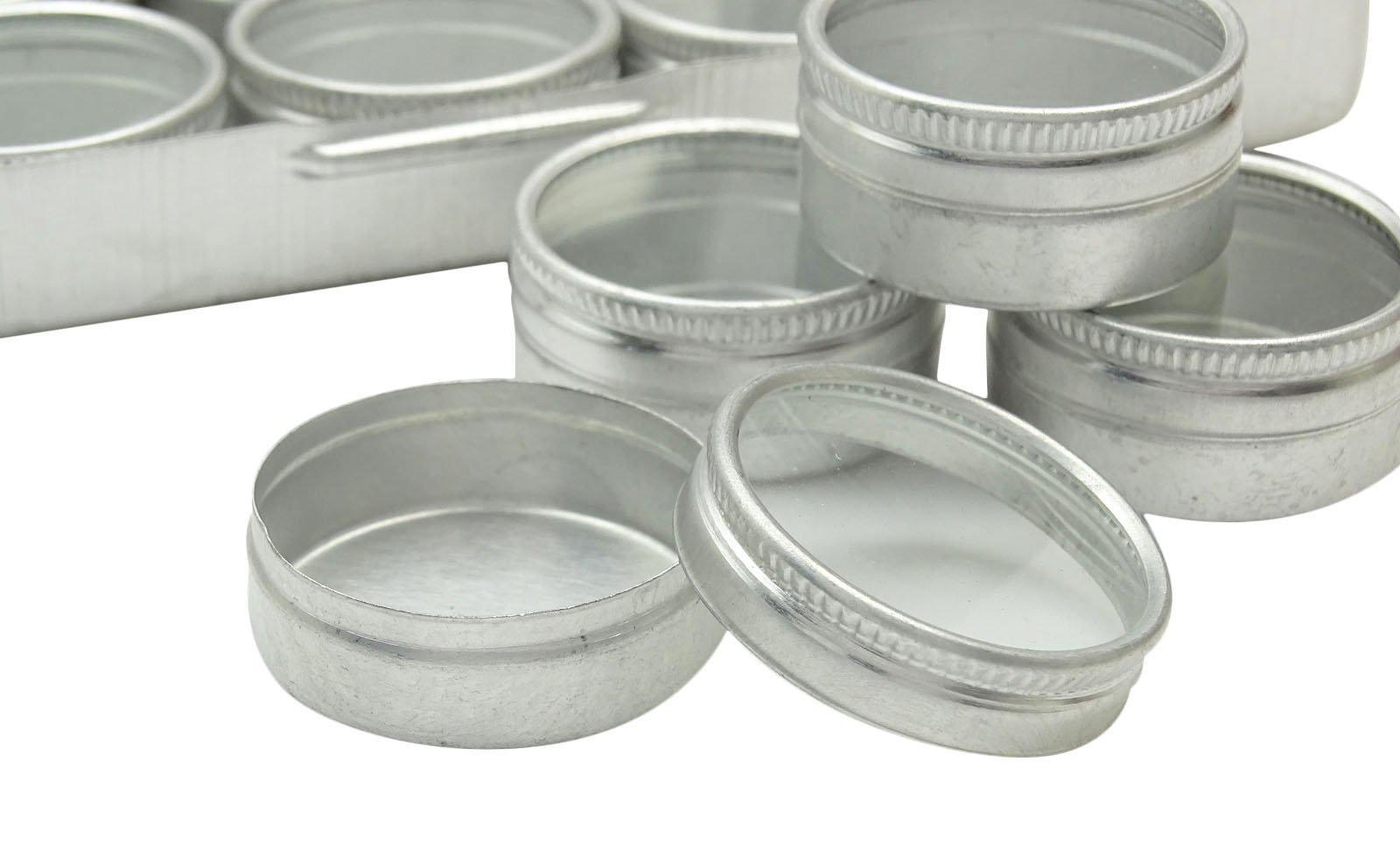 Darling Souvenir 20-Pieces Clear Top Round Aluminum Storage Container Set 1.2" Diameter Mini DIY Favour Boxes