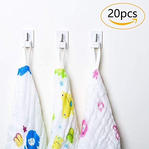 LIHAO 20 PCS Self-Adhesive Plastic Hooks for Curtain Rods
