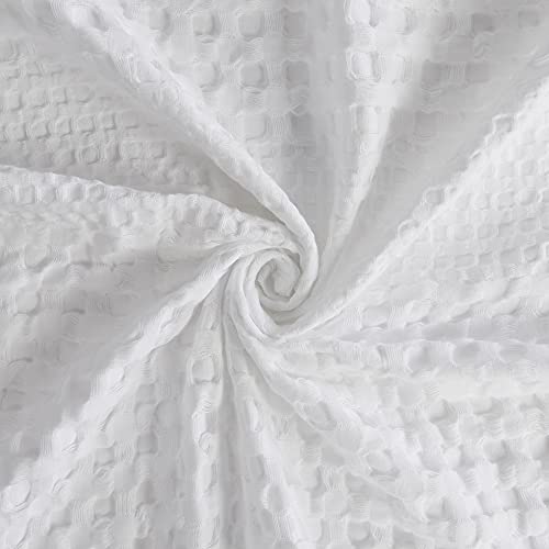 Madison Park Arlo 100% Cotton Shower Curtain, Texture Waffle Weave Design 800 GSM Hotel Quality, Soft Trendy Bathroom Décor, Machine Washable, Bathtub Fabric Privacy Screen, 72" x 72", White