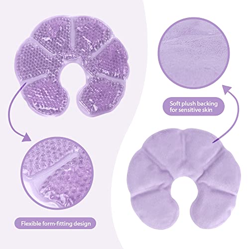 NEWGO Breast Ice Pack 2 Pack Gel Ice Pack for Breast Surgery, Reusable Nursing Ice Pack Hot or Cold Therapy Breast Pad for Breastfeeding, Engorgement Relief (Purple)