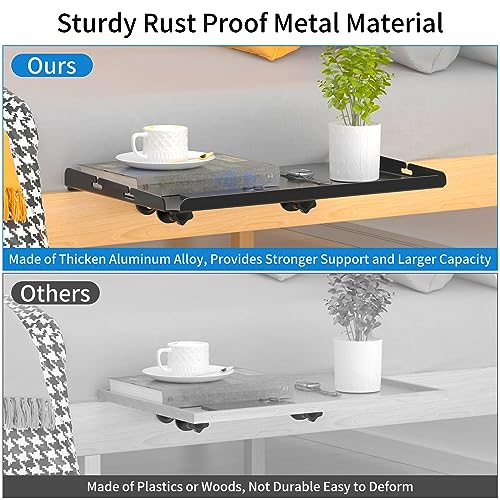 GAGUIUP Aluminum Alloy Bedside Shelf for Bed, Heavy Duty Bunk Bed Shelf Holds up to 40 Lbs, Clip On Nightstand Tray College Dorm Room Essential Bed Side Table with Charging Slot for Bed Frame, Loft