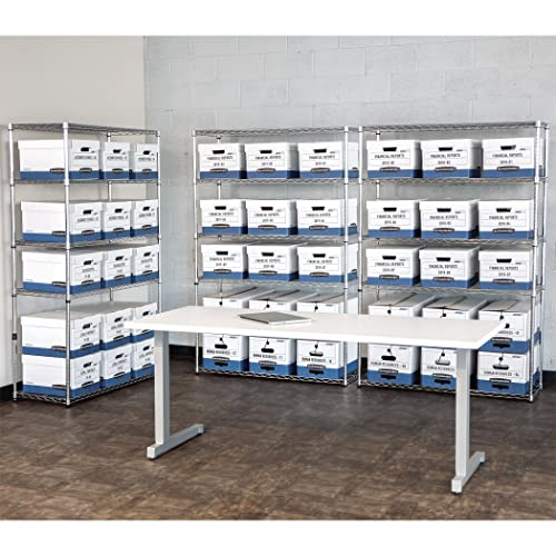 Bankers Box 12 Pack DIVIDERBOX Medium-Duty File Storage Boxes with Dividers, FastFold, Lift-Off Lid, Letter, White/Blue