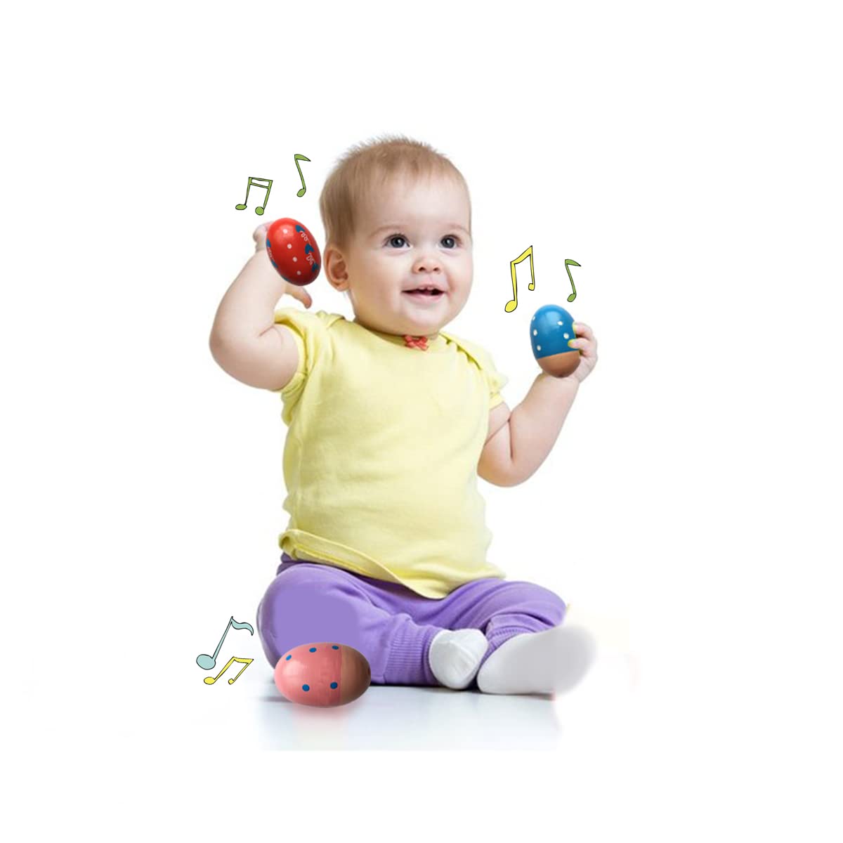JoFAN 12 Pack Wooden Percussion Musical Shake Eggs Easter Egg Shakers for Kids Boys Girls Toddlers Easter Basket Stuffers Gifts