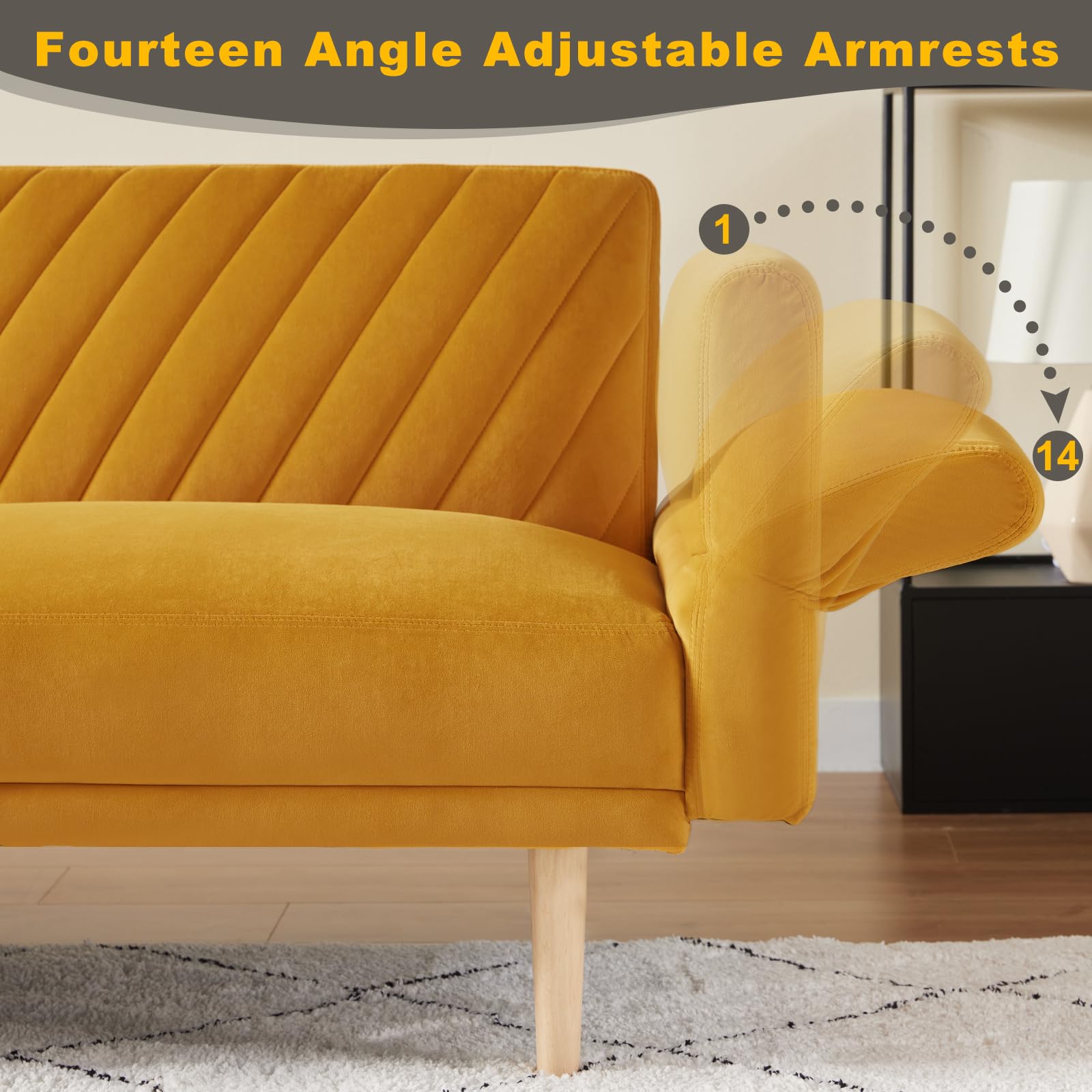 WILLOVE 7100 Futon Sofa Bed, Ginger