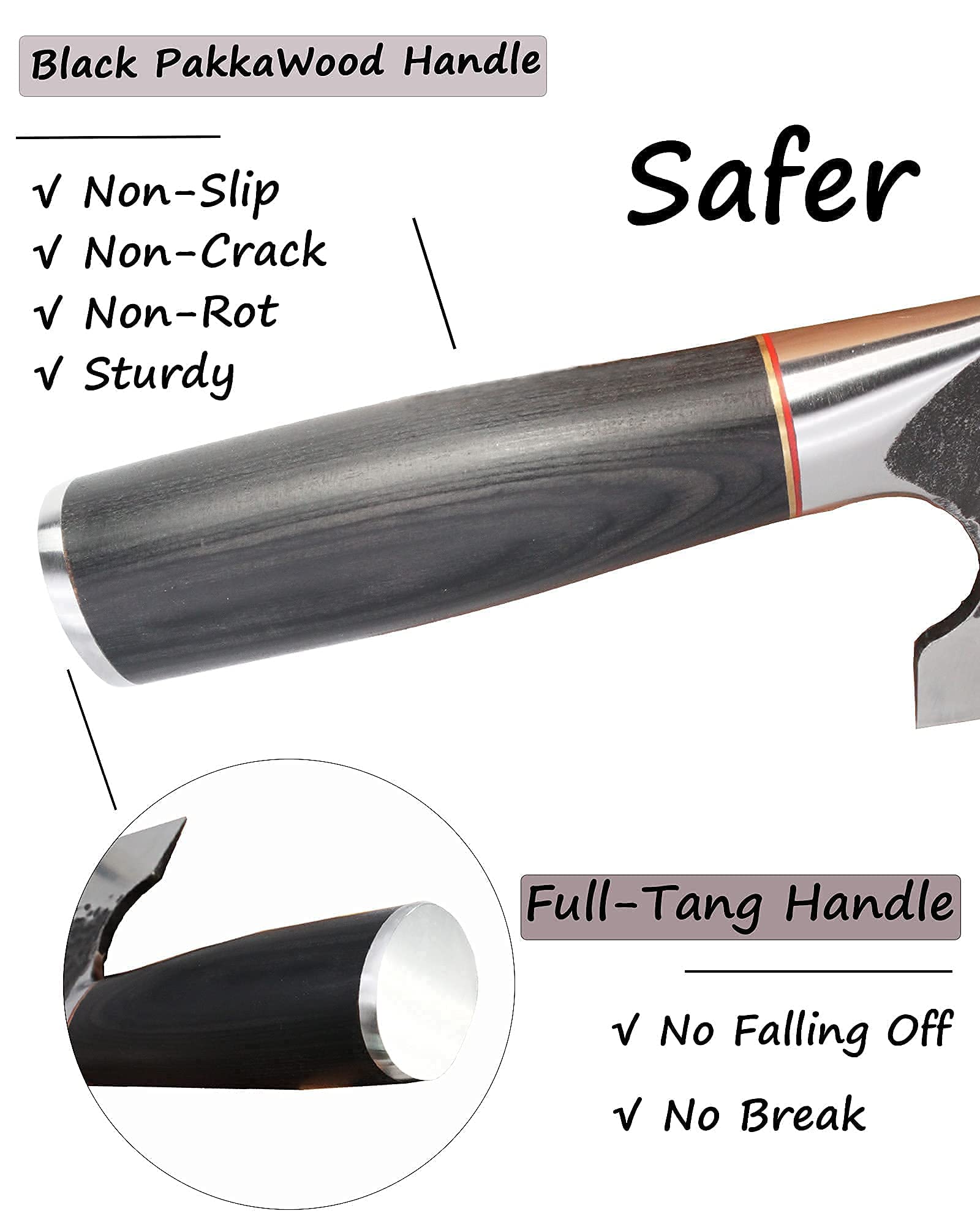 Authentic Serbian Chefs Knife - 7.5'' Full Tang Cleaver Knife - Razor Sharp High Carbon Steel - Rivet Pakka wood Handle for Kitchen fine cut