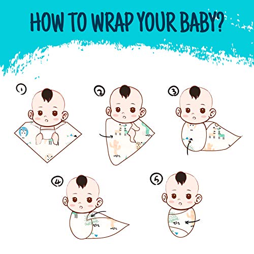 Omilion Receiving Blanket for Baby – 4 Pack – 30 inch x 30 inch – 100% Flannel Cotton - Mixed Patterned Designs – Includes Infant Washcloth 30 Pack