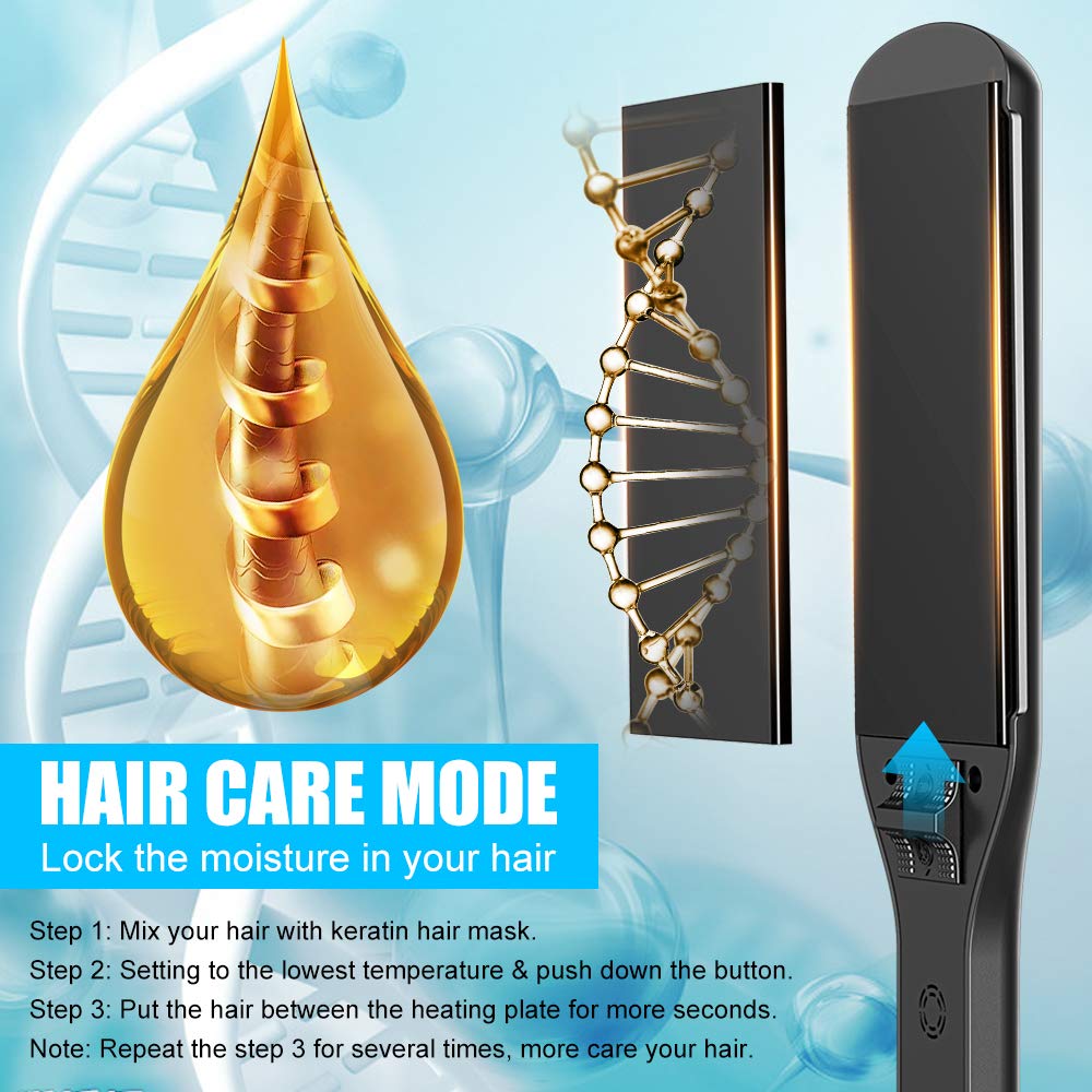 Bcway Professional Hair Straightener, 2.16'' Extra-Large Floating Titanium Flat Iron, Anti-Static 30s Instant Heating Straightening Iron with 5 Adjustable for All Hair Types