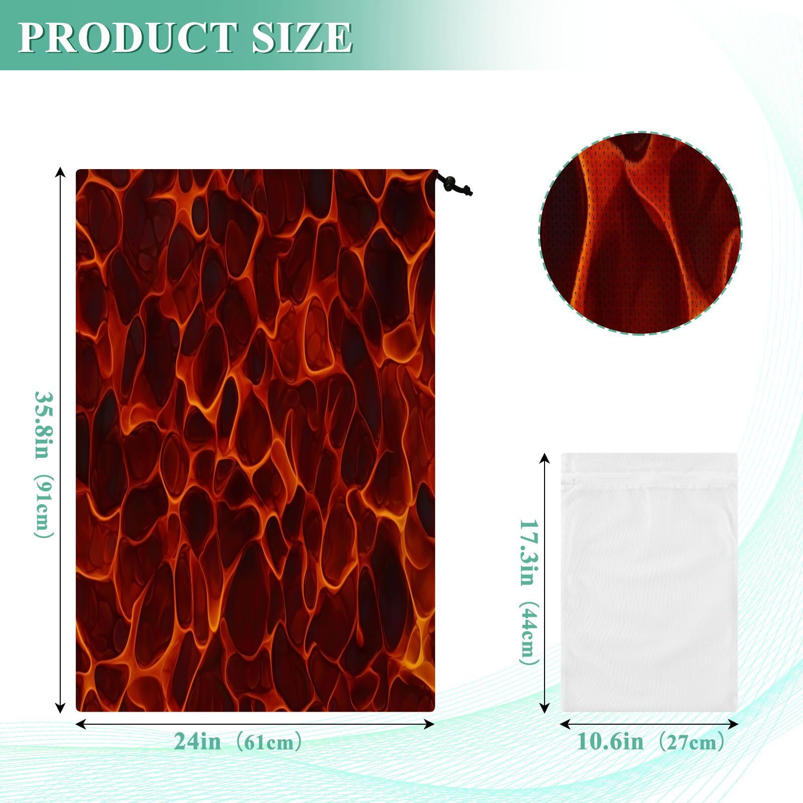 Blueangle Fire Animated Laundry Bag, Travel Laundry Bags for Dirty Clothes,Large Laundry Bags for Traveling Camp(31)