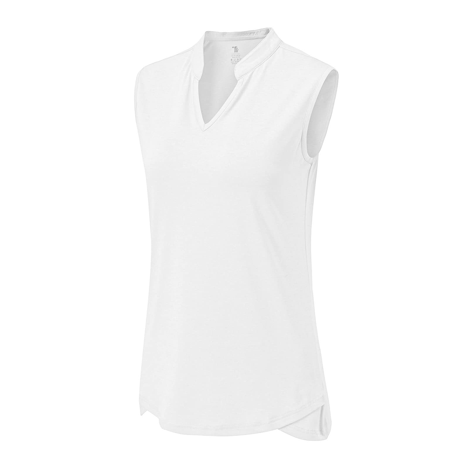 BASUDAM Women's Sleeveless Golf Polo Shirts V-Neck Collarless Tennis Athletic T-Shirts Quick Dry White XL