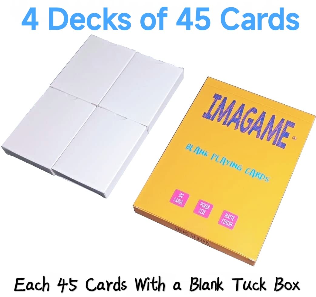 IMAGAME White Blank Playing Cards – 180PCS DIY Flash Cards, Game Cards, Study Learning Cards, Message Card, Thank You Card, Gift Card, Word Cards for Writing, Drawing – Poker Size