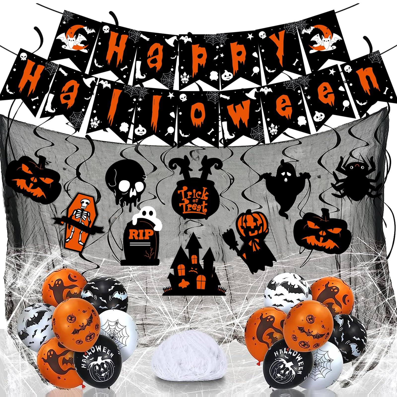 Banner Decorations for Home, BackdropDecor Party Favors for Class Office Ceiling Decor Yard Garden Outdoor (Halloween 52pcs)
